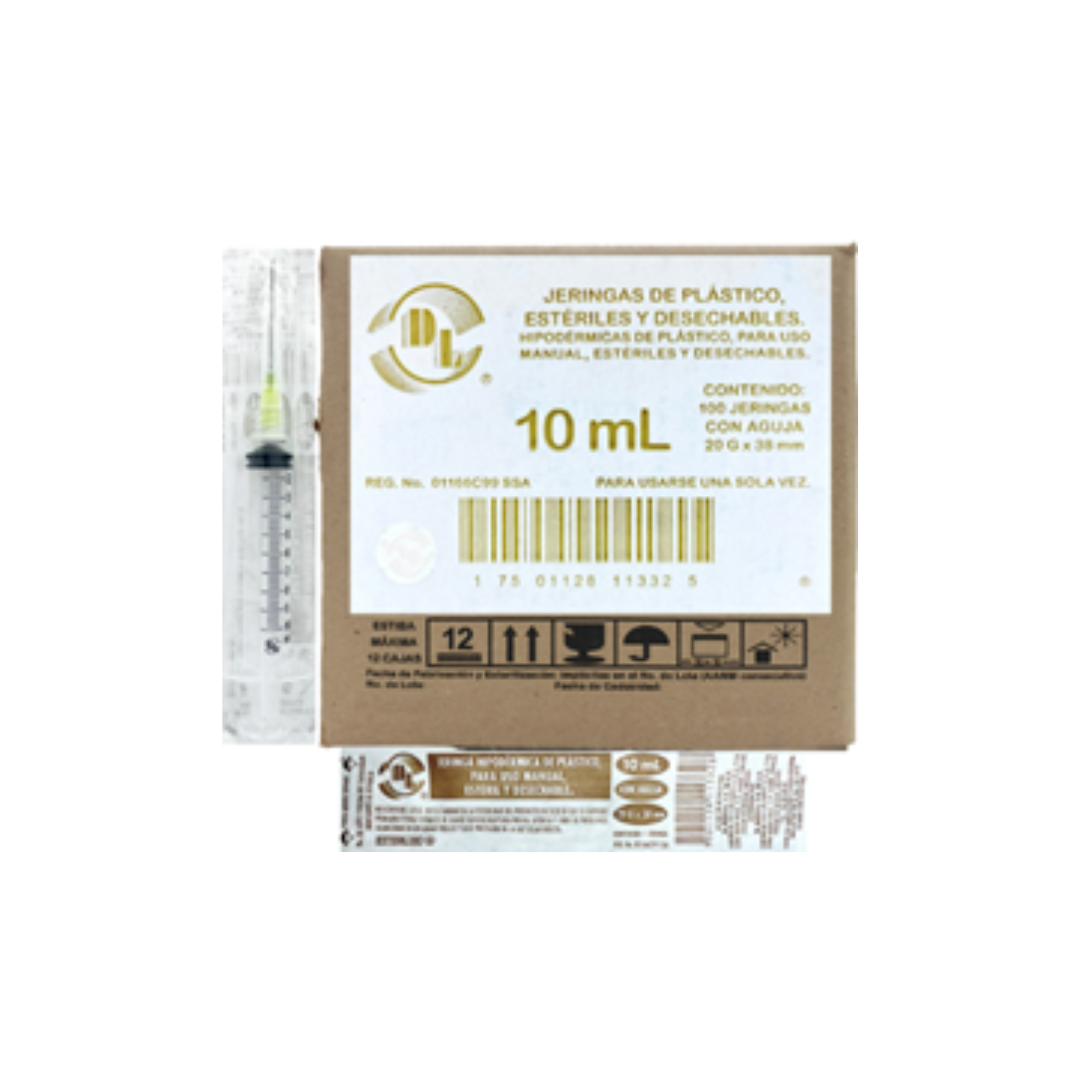 JERINGA DL 10 ML CON AGUJA 20X38 C/100 – Distlab